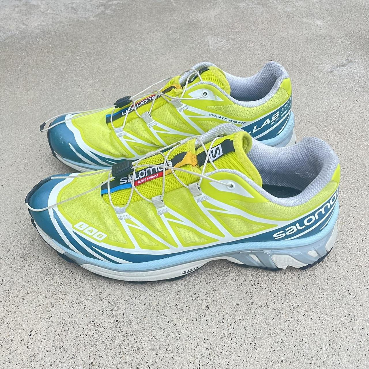 Salomon Men's Yellow and Blue Trainers | Depop