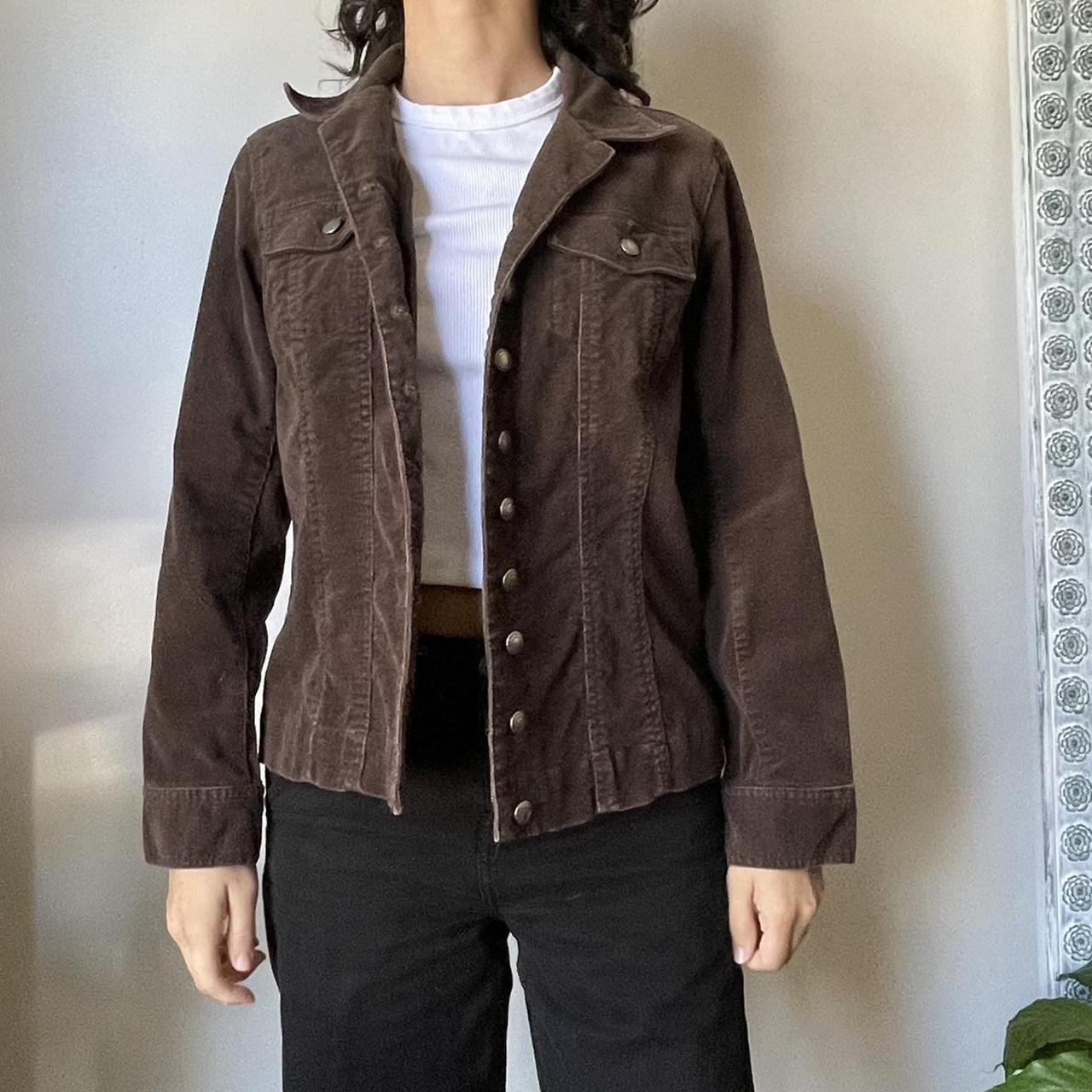 vintage brown corduroy button up jacket lots of... - Depop