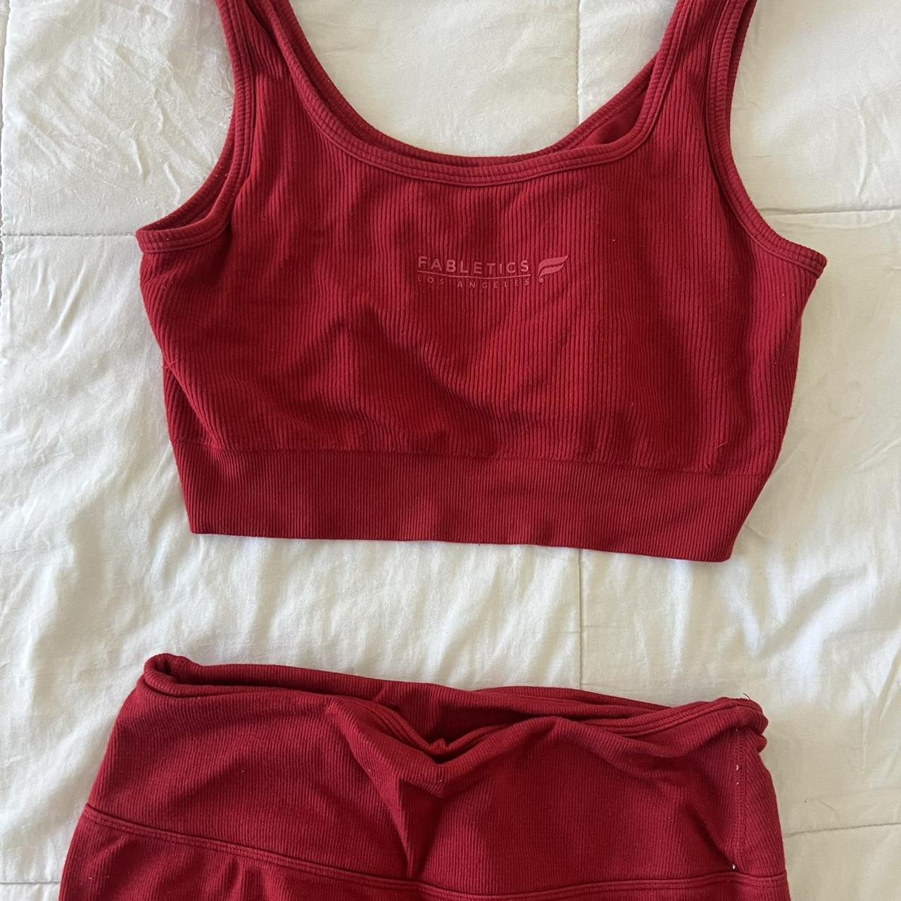 Red fabletics matching workout set - Depop