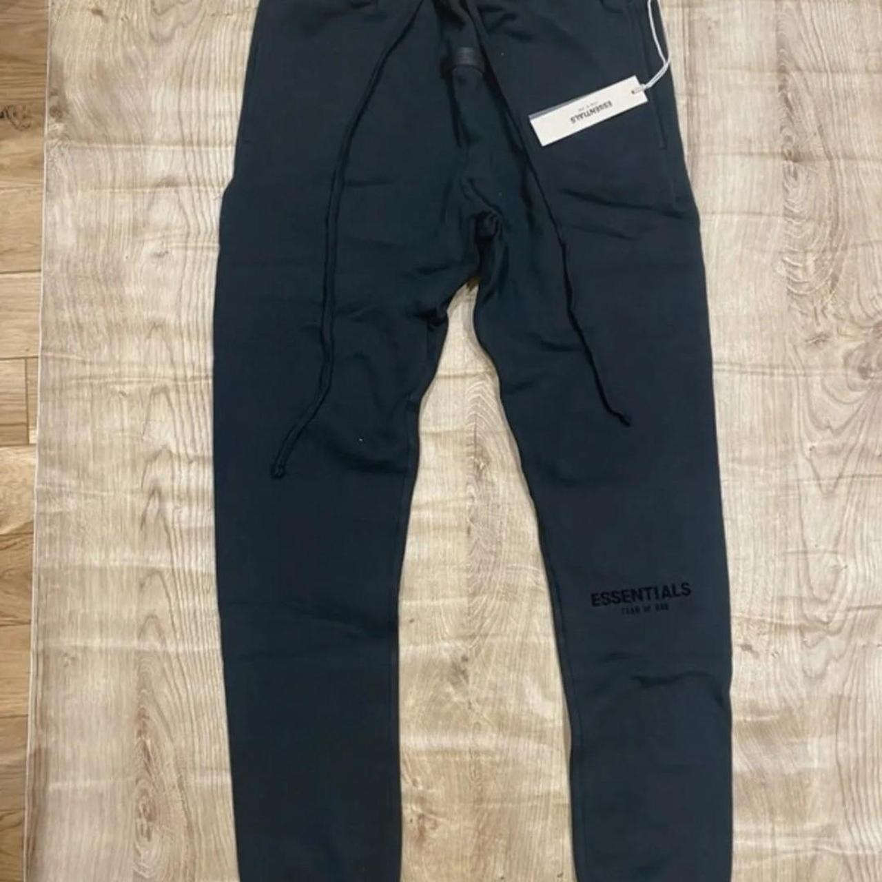 black essentials tracksuit bottoms true to size +... - Depop