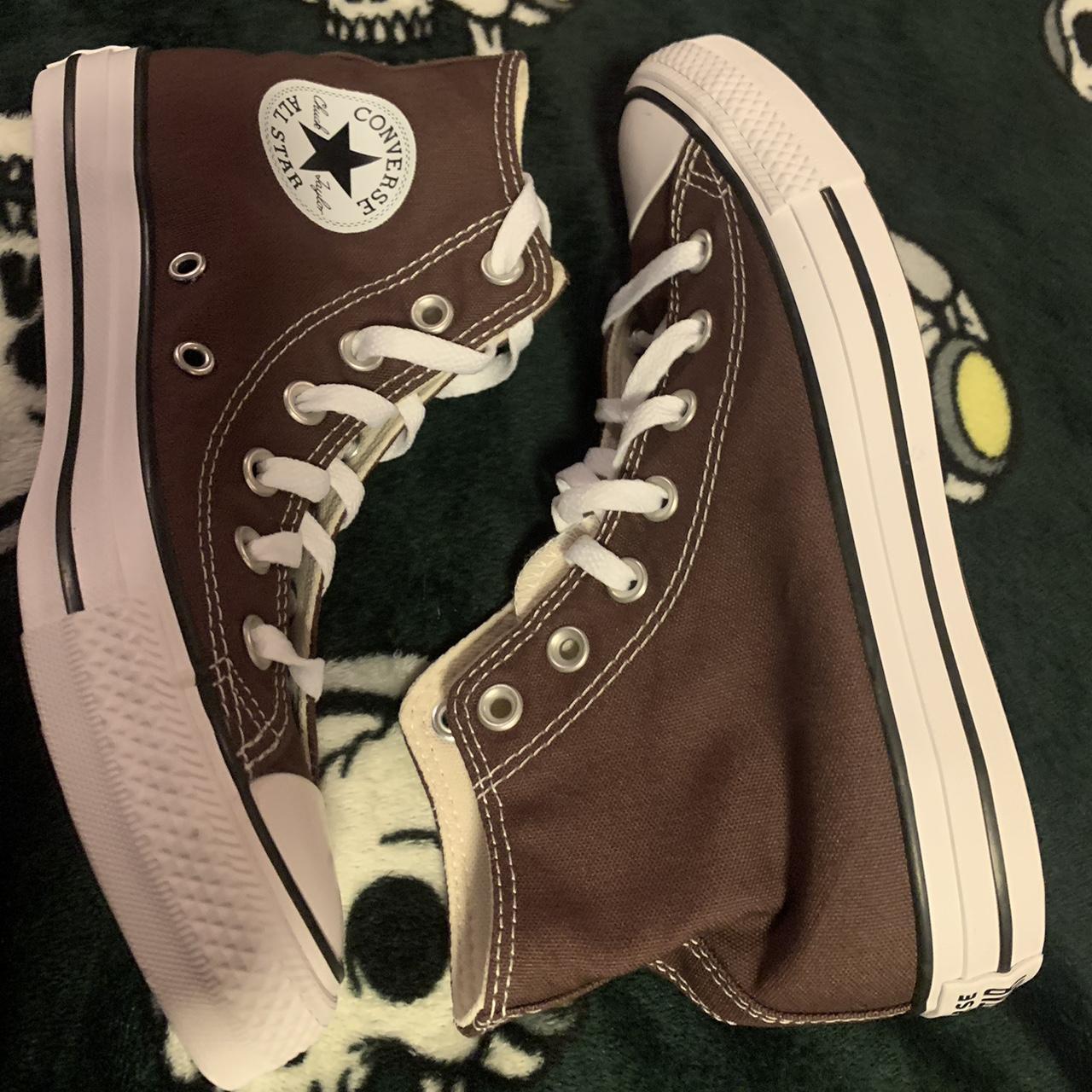 Brown high top converse Men’s 5 Women’s 7 Never... - Depop