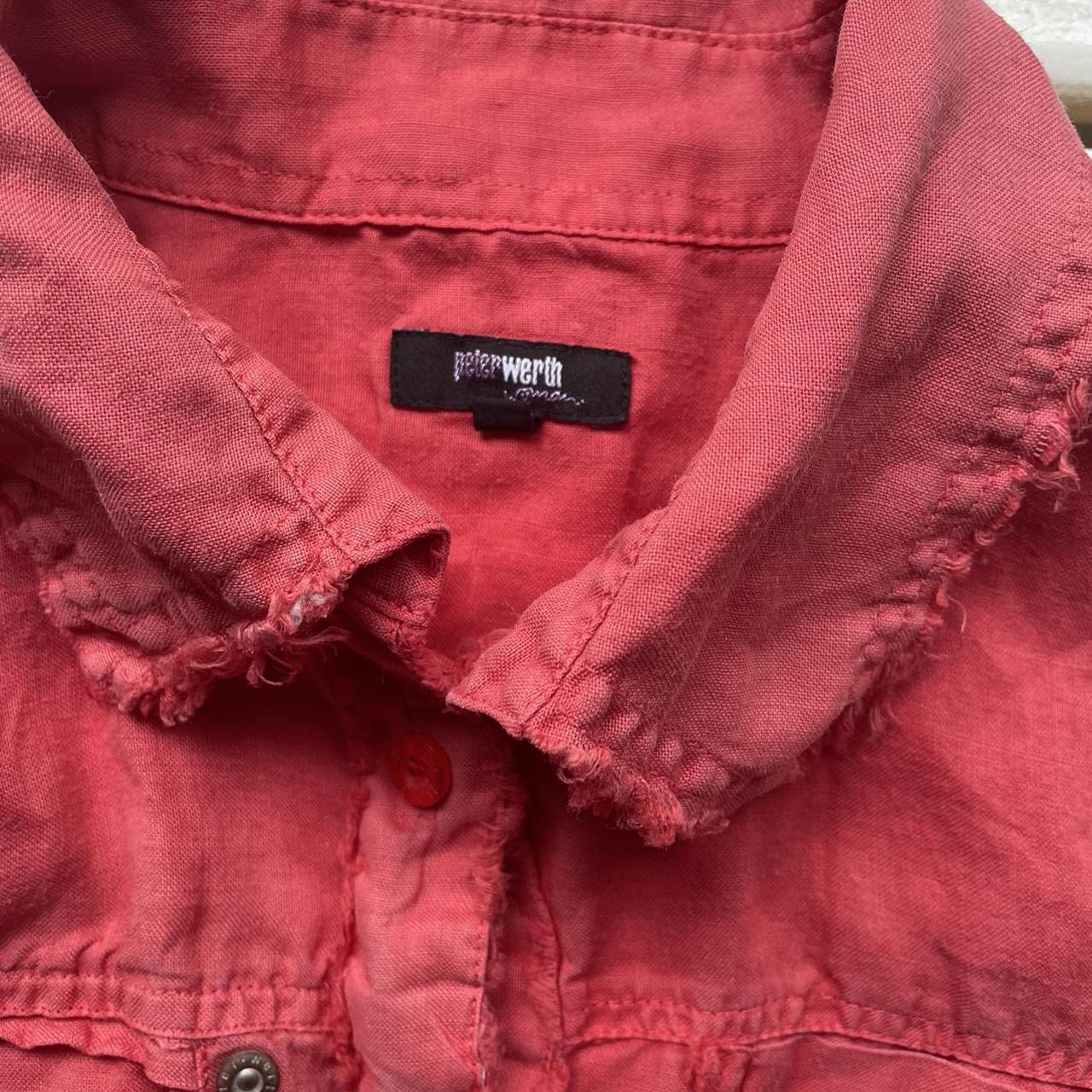 1990s distressed Y2K Peter Werth vintage red blouse... - Depop