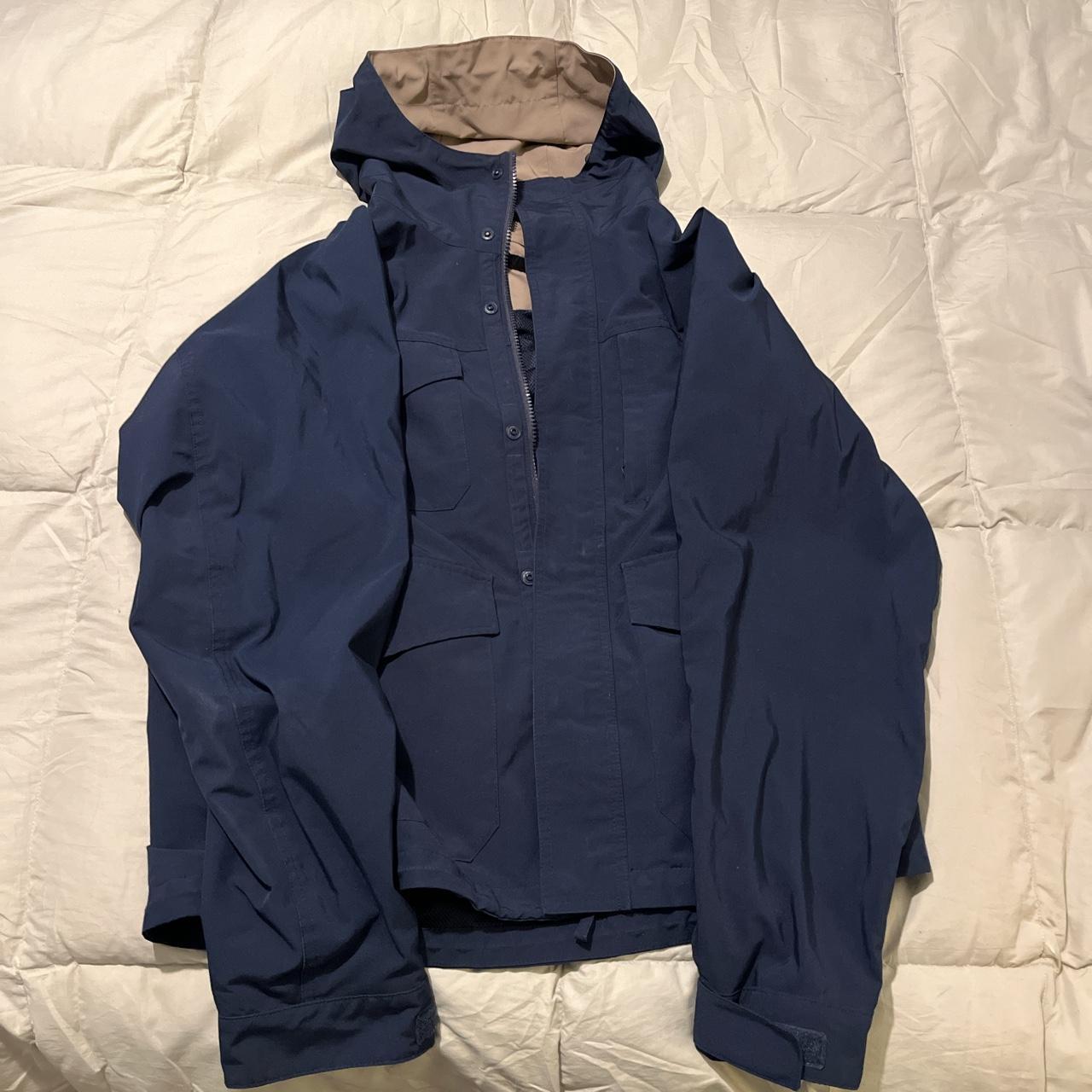 Uniqlo navy rain jacket Medium - Depop
