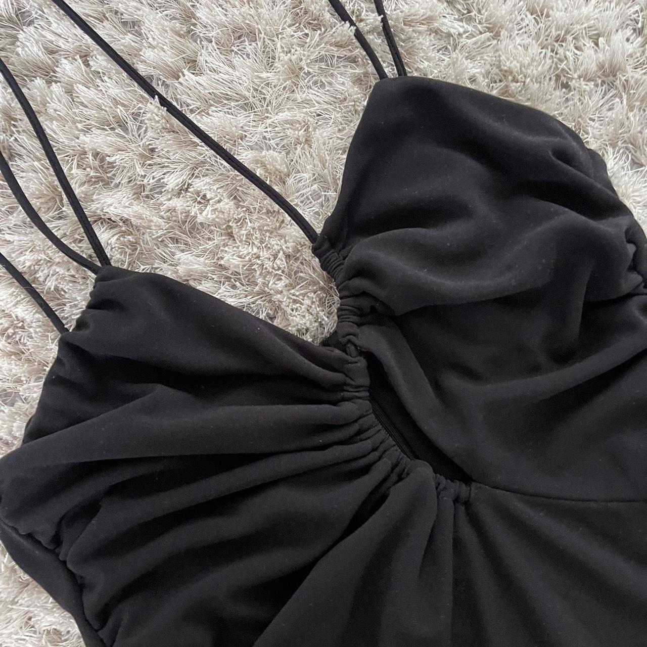 Zara black mini dress with cross straps, super... - Depop