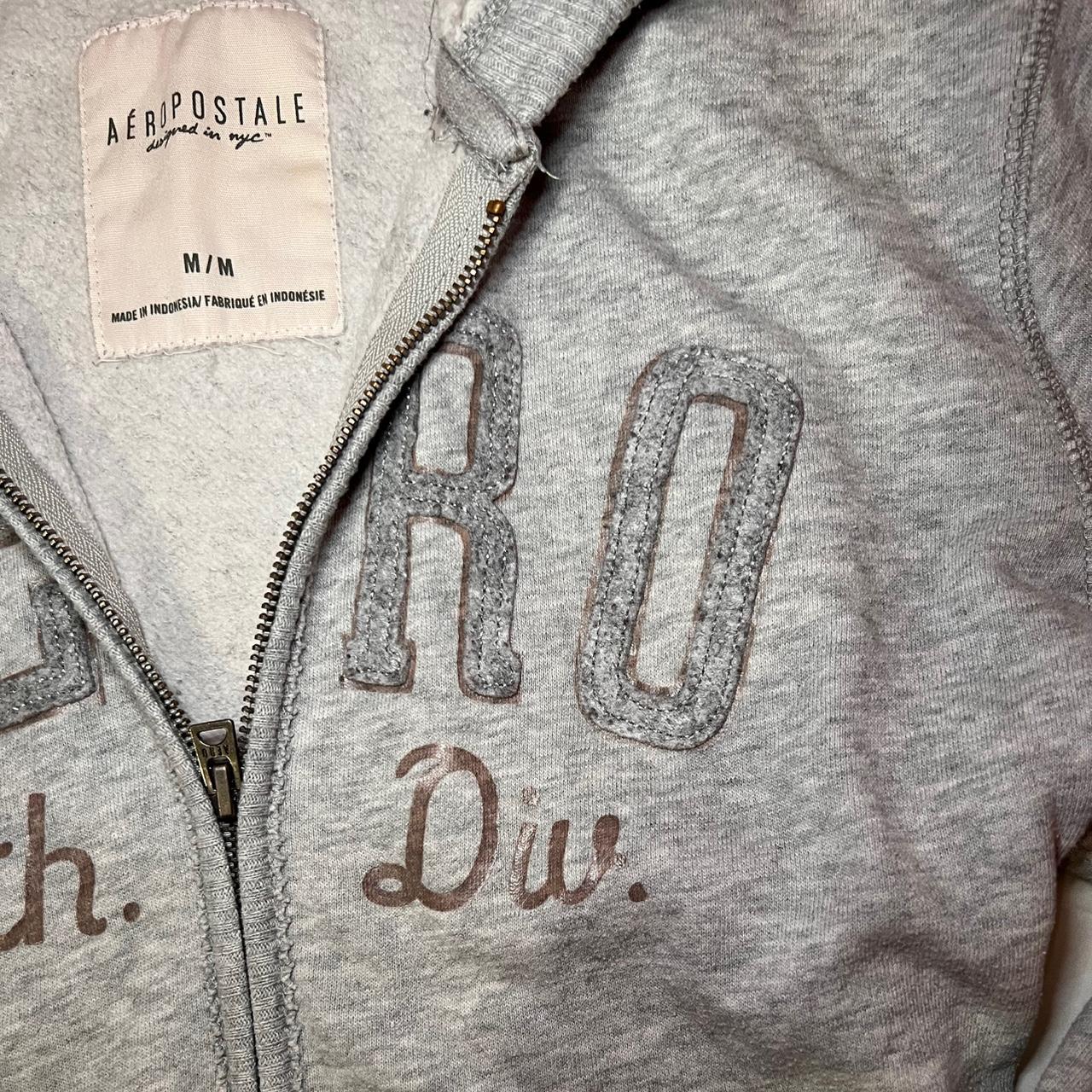 Grey Aeropostale zip up hoodie with fur lined hood... | Depop