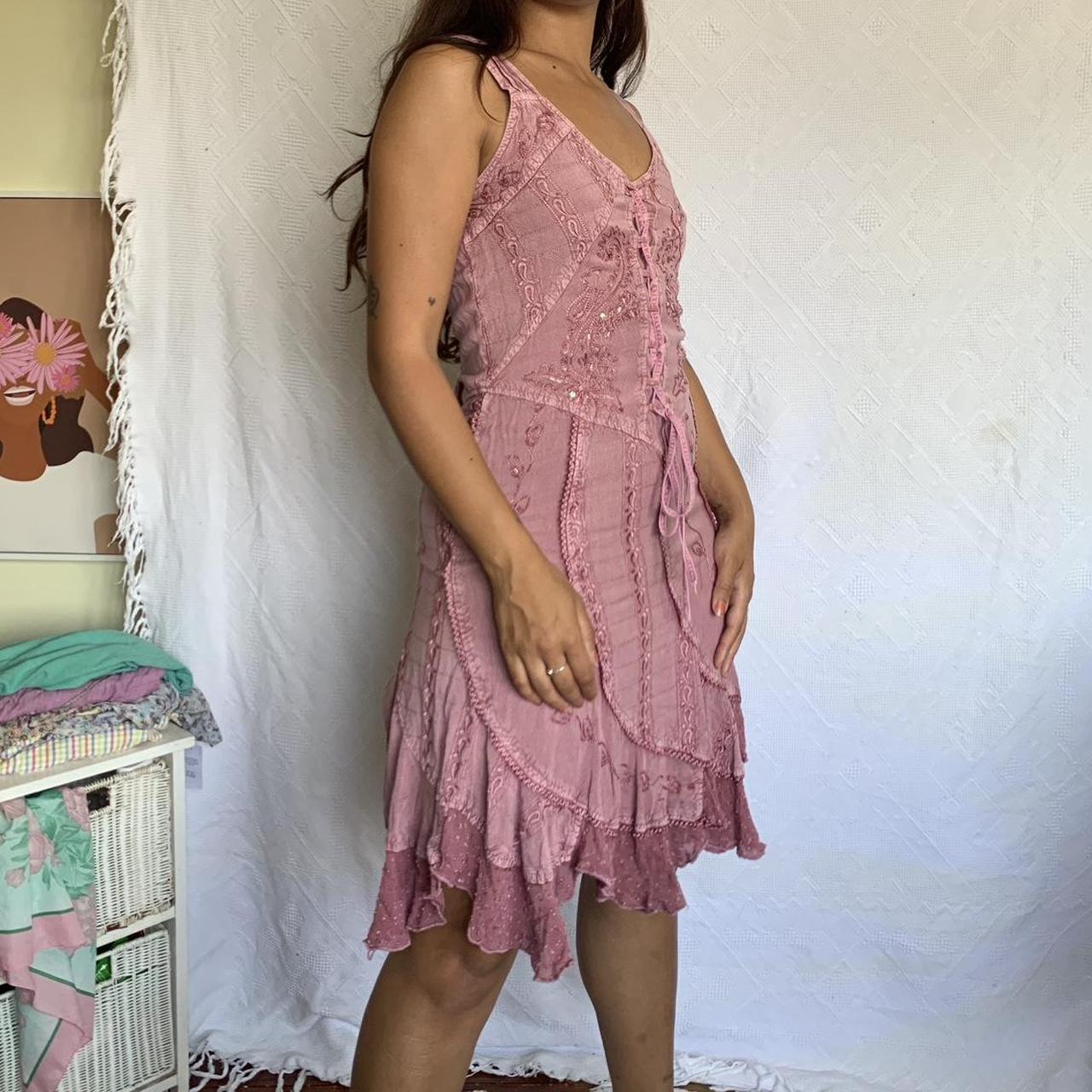 Fairycore pink dress Pink fairycore dress with lace... - Depop