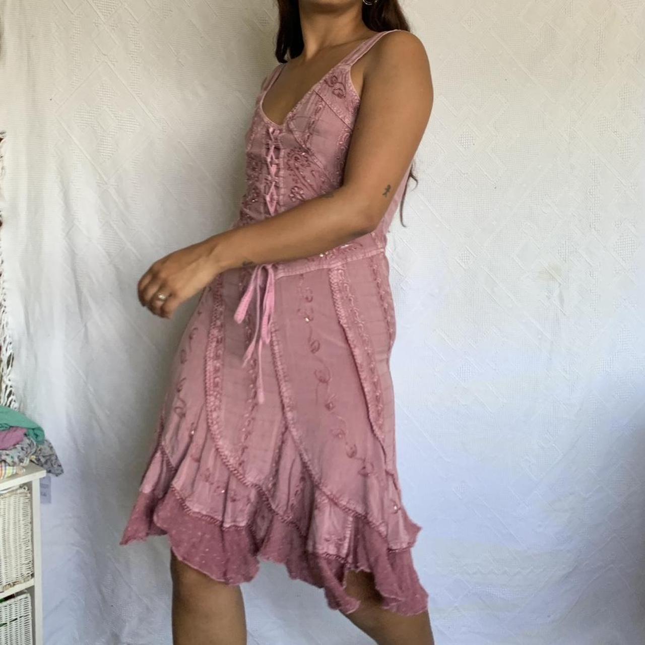 Fairycore pink dress Pink fairycore dress with lace... - Depop