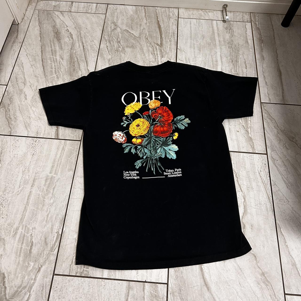 Obey Shirt Medium Worn once Black #obey - Depop