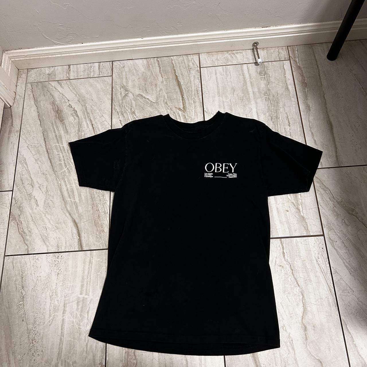 Obey Shirt Medium Worn once Black #obey - Depop