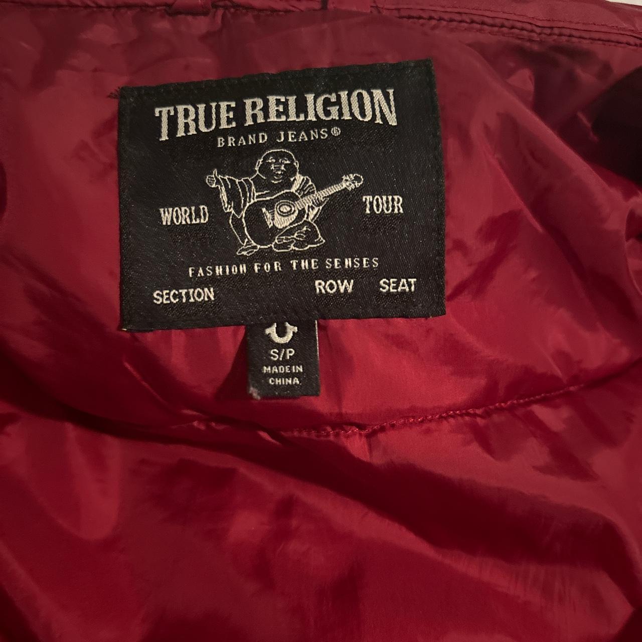 true religion maroon puffer size womens small - Depop
