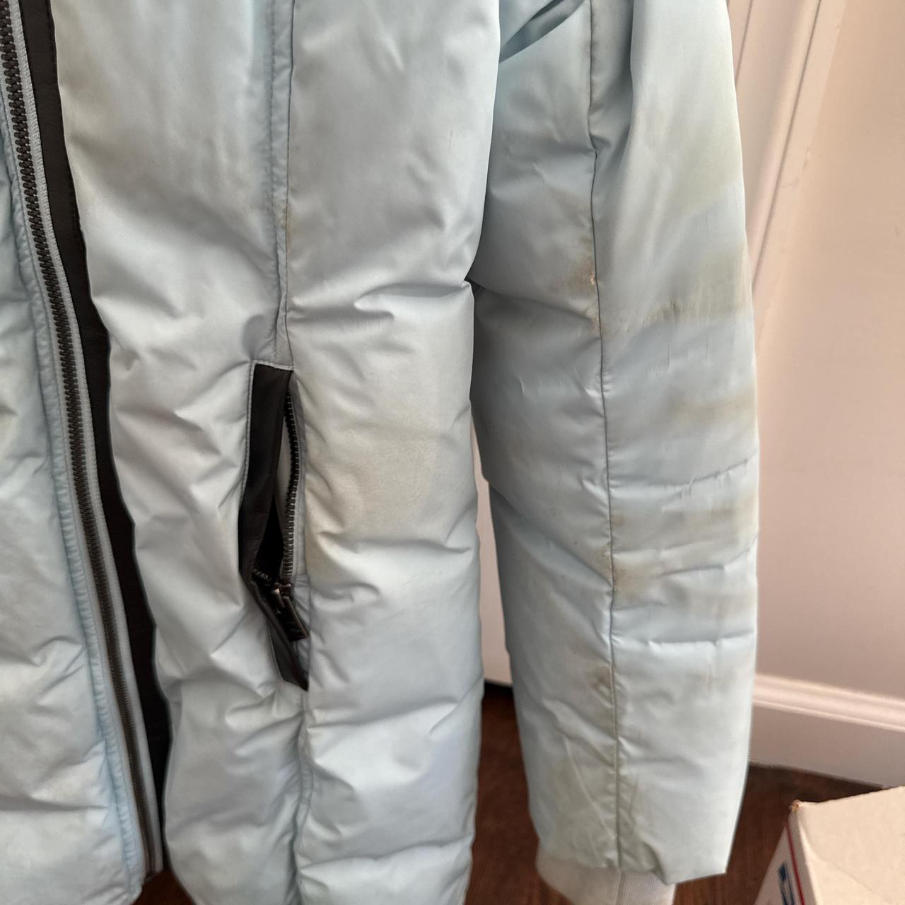 Mackage kids coat size 14 Baby blue parka with faux... | Depop