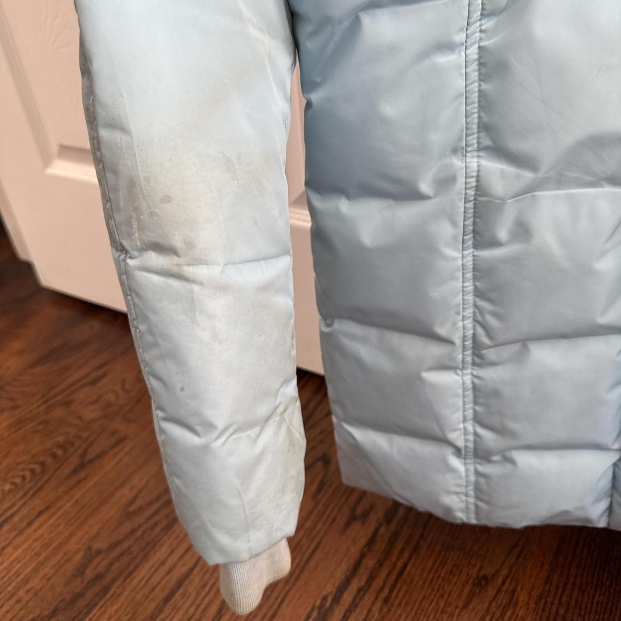 Mackage kids coat size 14 Baby blue parka with faux... | Depop