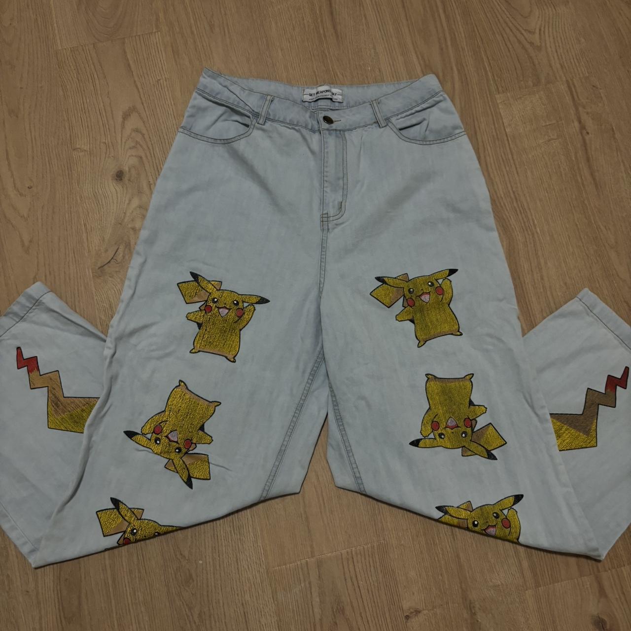 Pikachu denim jeans - super cute and comfy #Pokemon... - Depop
