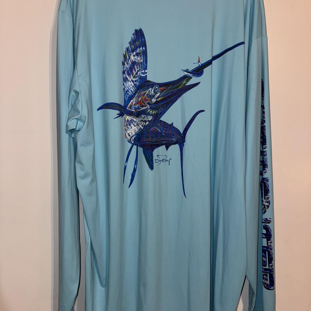 Tormentor love sleeve blue fishing shirt SPF 50... - Depop