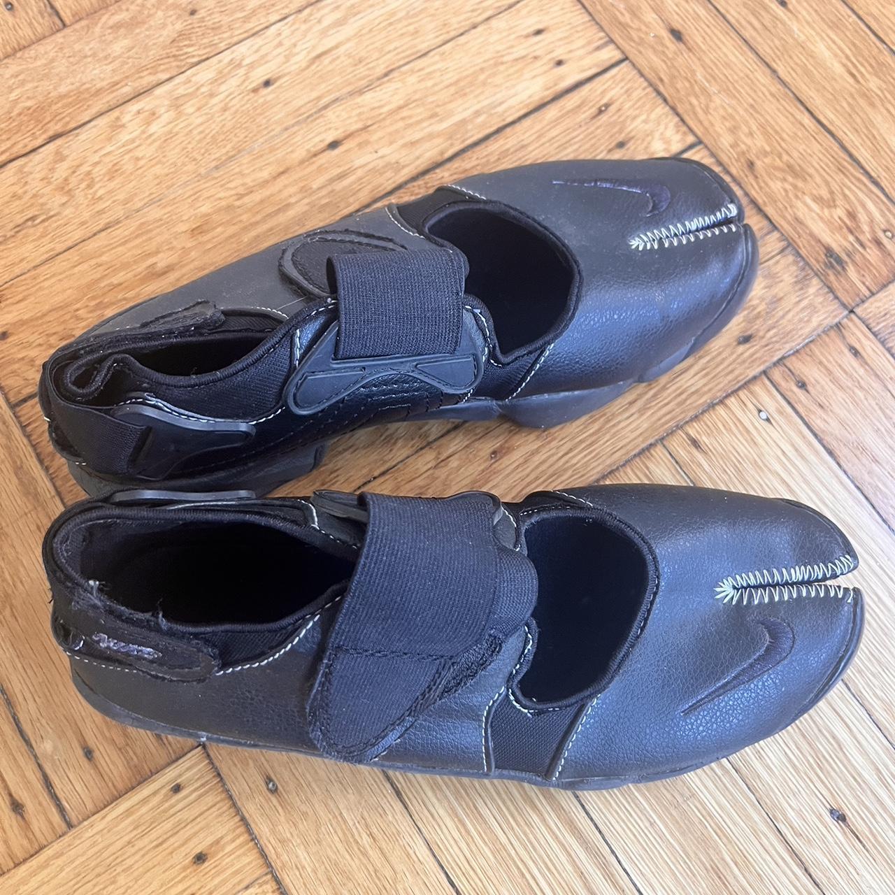 rare black leather nike tabi shoes with velcro... - Depop