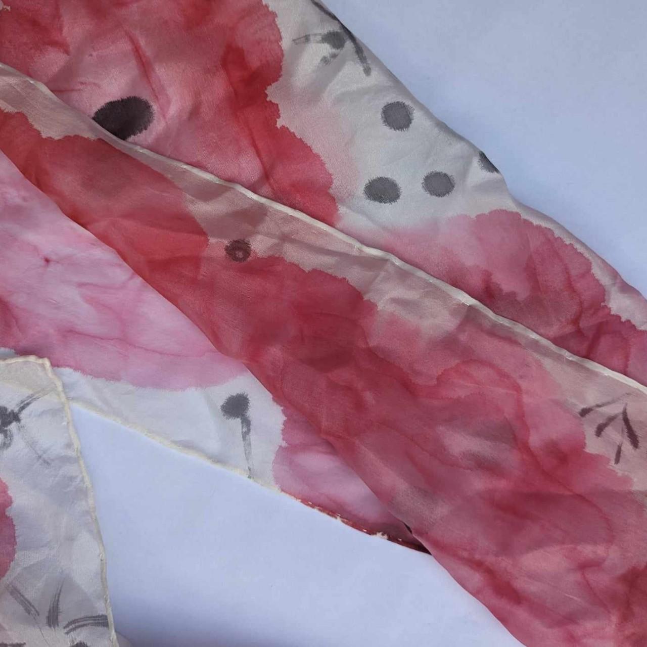 Vintage Poppy Print Silk Scarf Hand Rolled 100%... - Depop