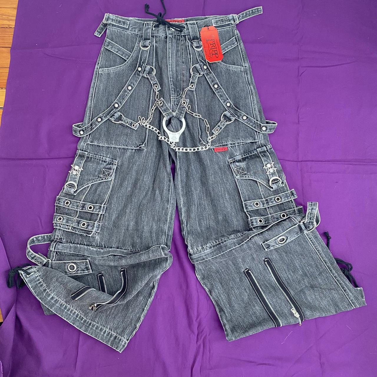 Tripp nyc black denim pants brand new With chain... - Depop