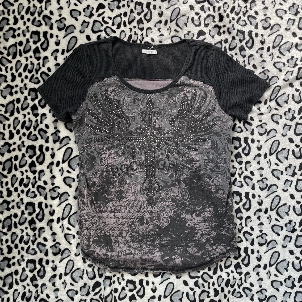 bedazzled cross tee... - Depop