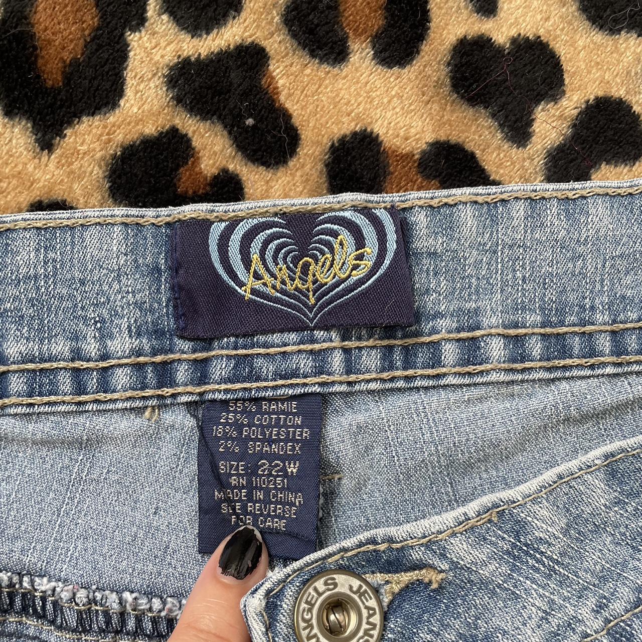 vintage angels low rise flower embroidered flare... - Depop