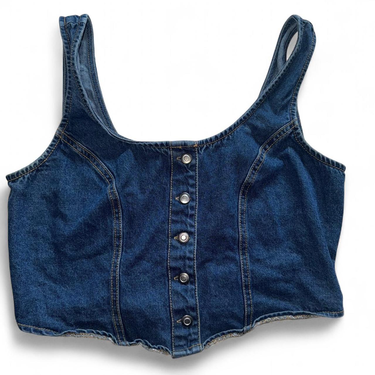 Blue denim corset top #corsettop #denimvest... | Depop