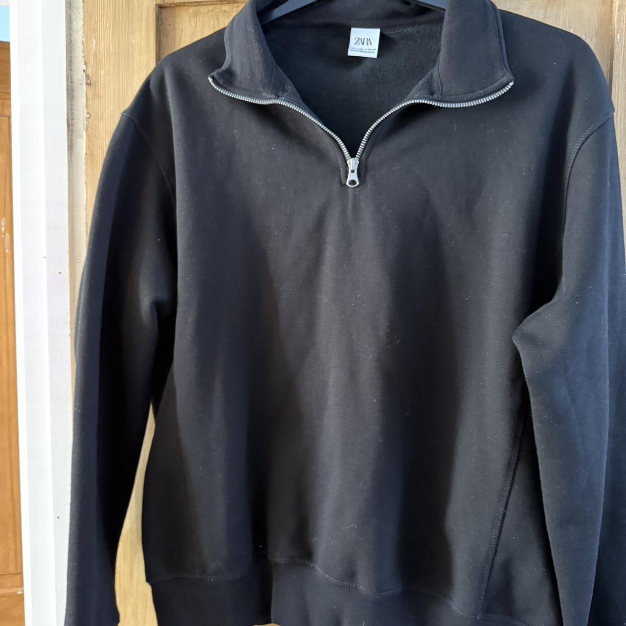 Zara Black quarter zip jumper large | Depop