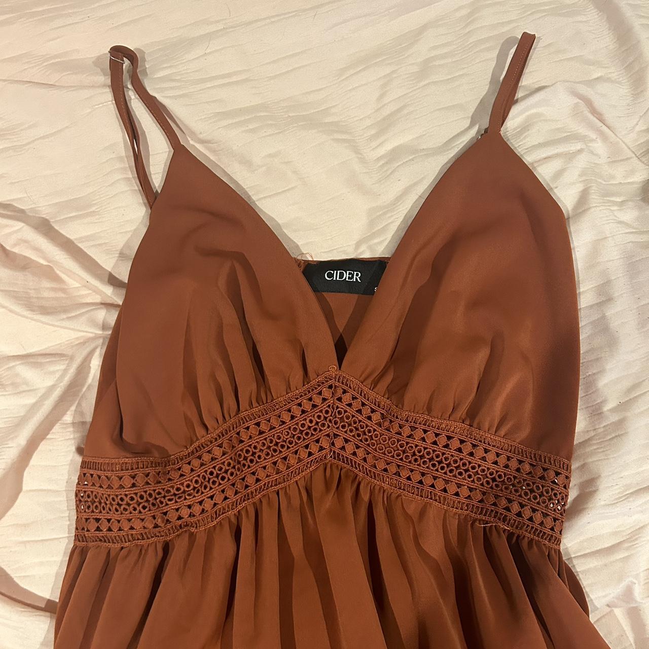 Brown summer dress with adjustable straps... - Depop