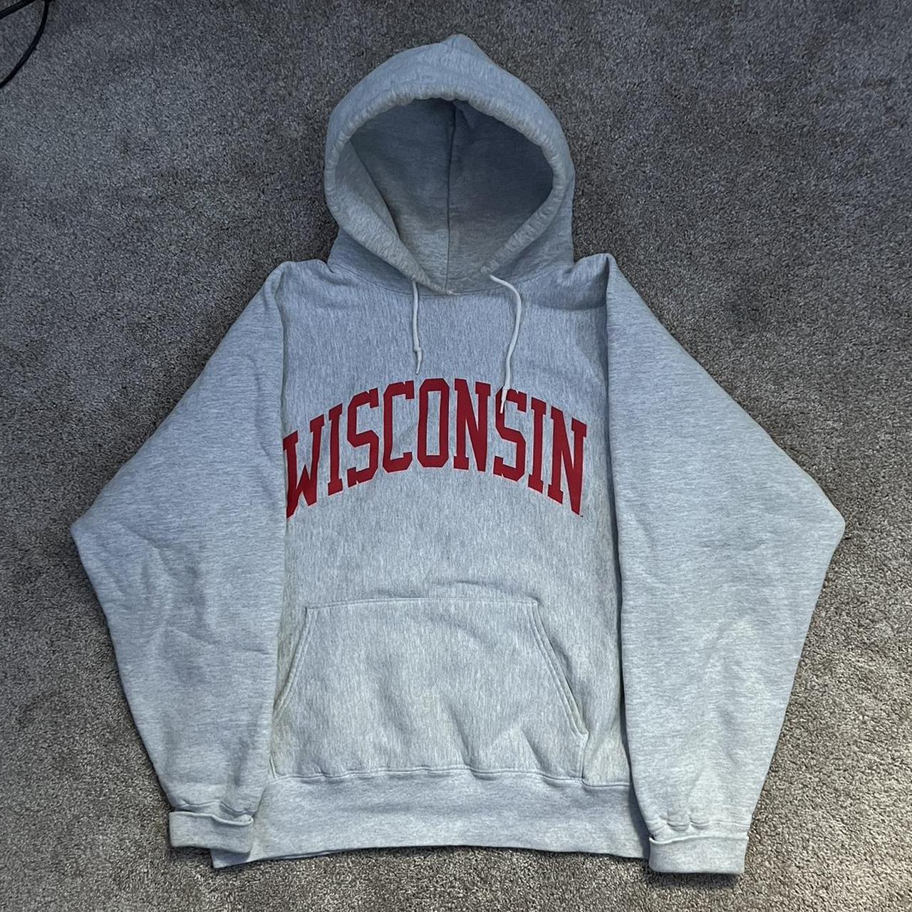 vintage wisconsin hoodie | size large #wisconsin... - Depop