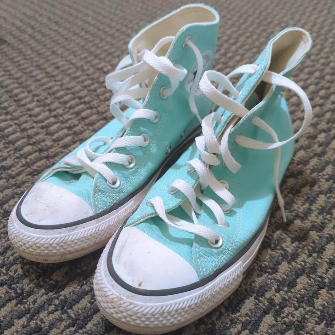 teal aqua converse size 7 light dirt and some... - Depop