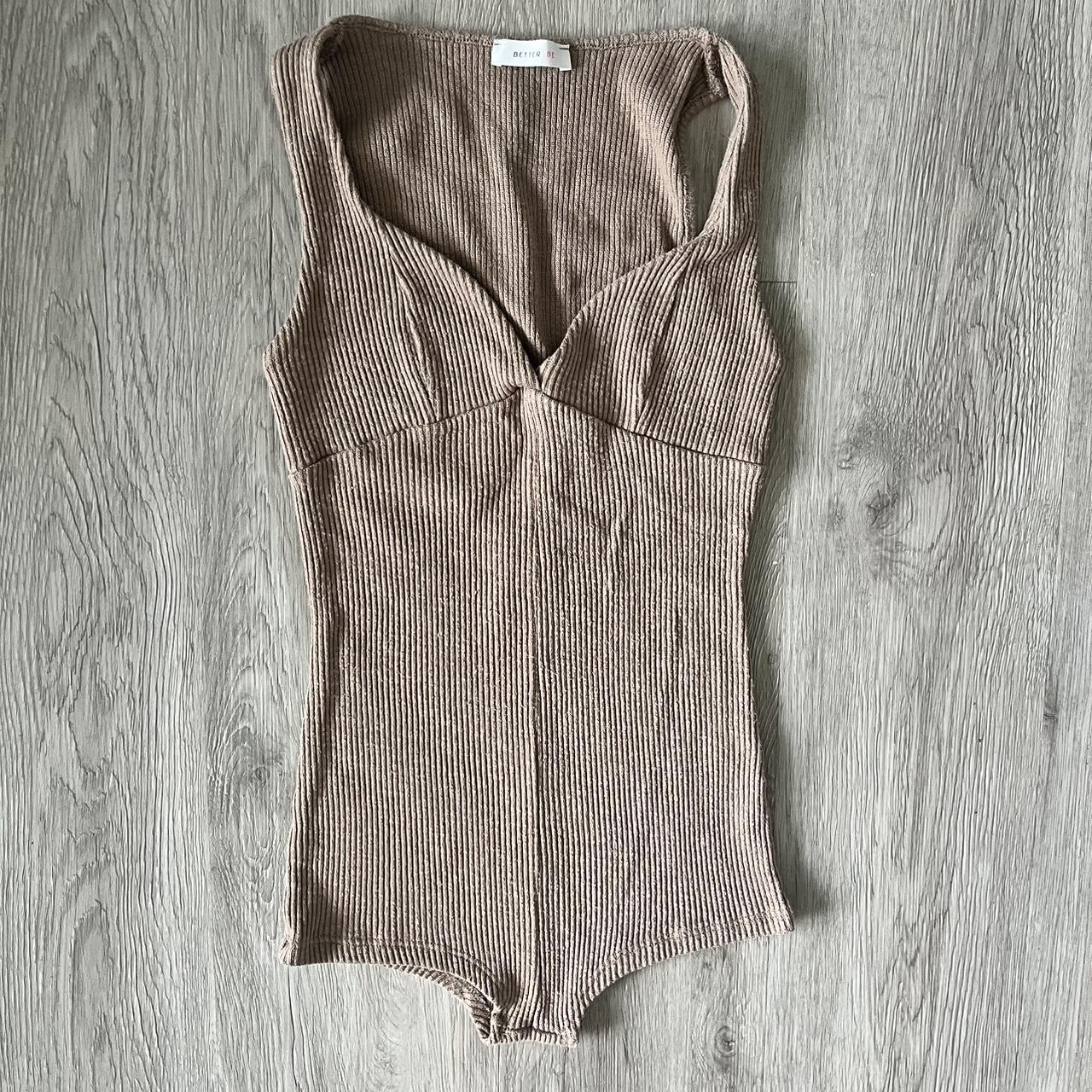 forever21 tan/brown bodysuit size: s... - Depop