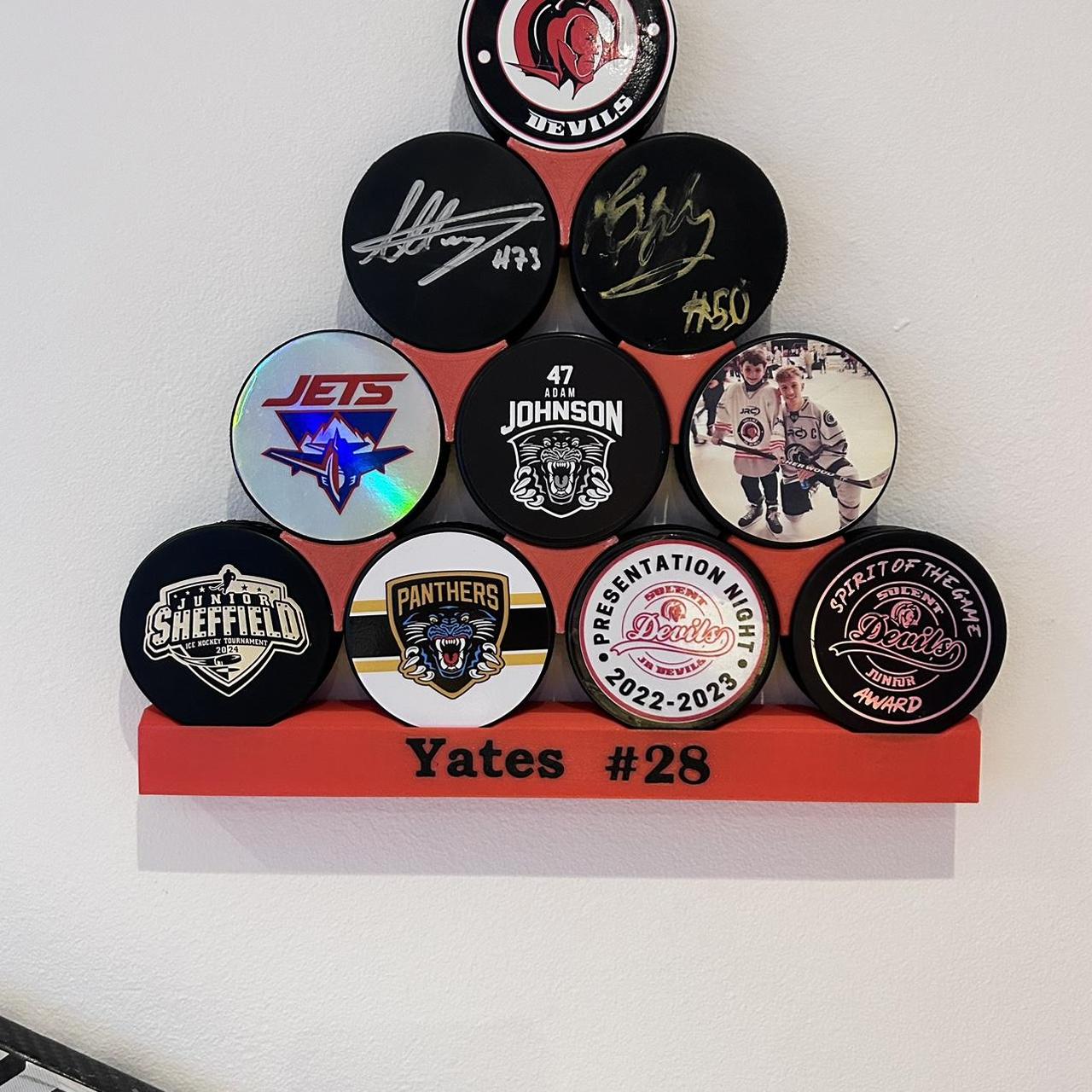 My new wall mounted Ice hockey pyramid puck display... - Depop