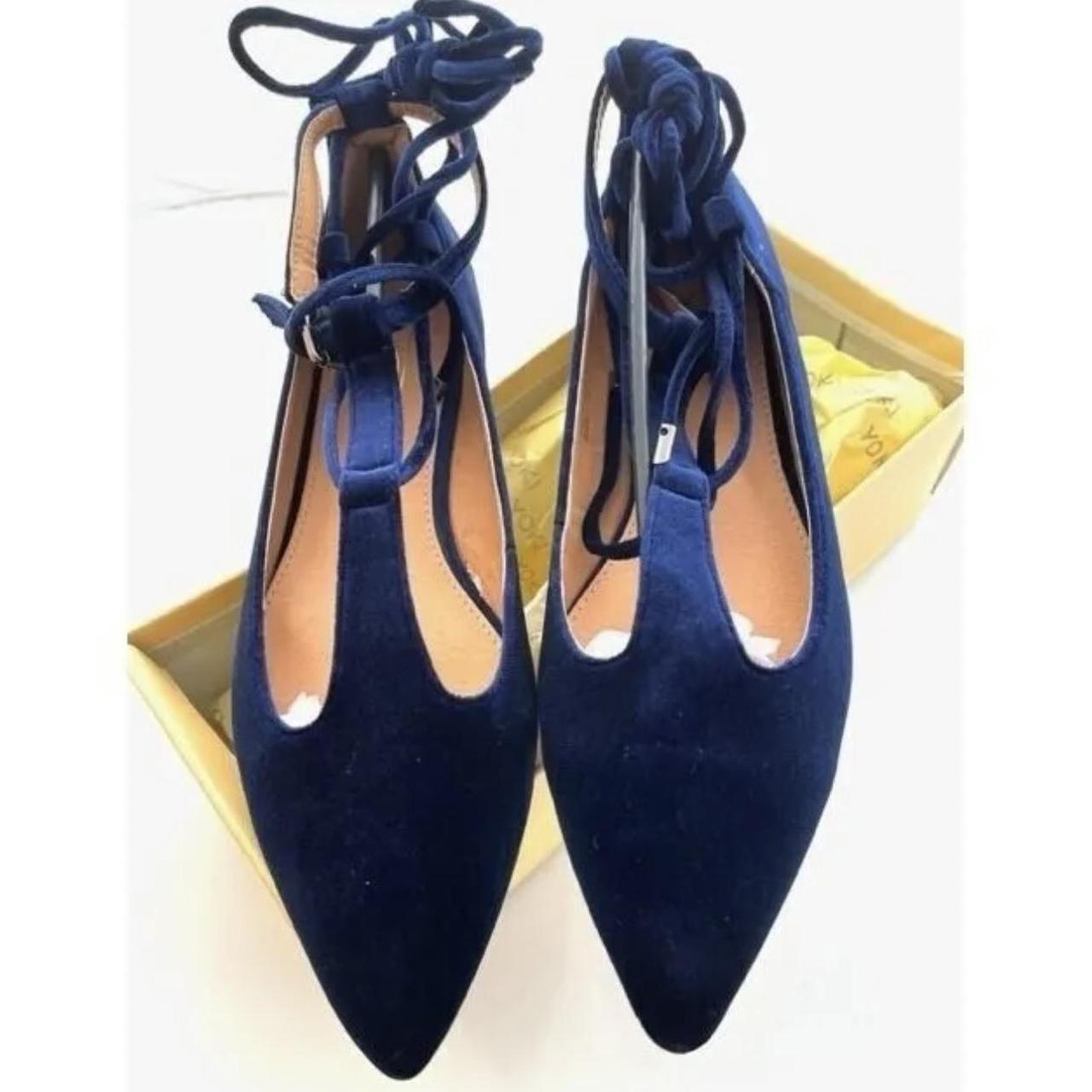 Yoki, Urban-80, Velvet Lace-up Flats, Dark Blue.... - Depop