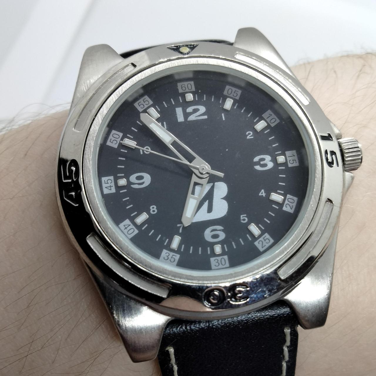 Mens stainless steel quartz movement silver tone... - Depop