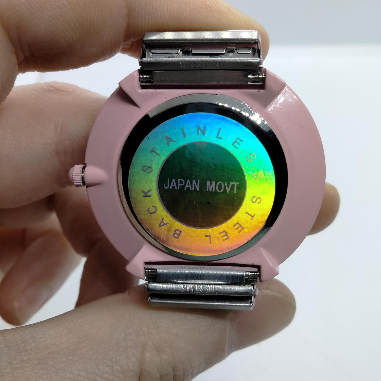 Women's stainless steel quartz movement pink stretch... - Depop