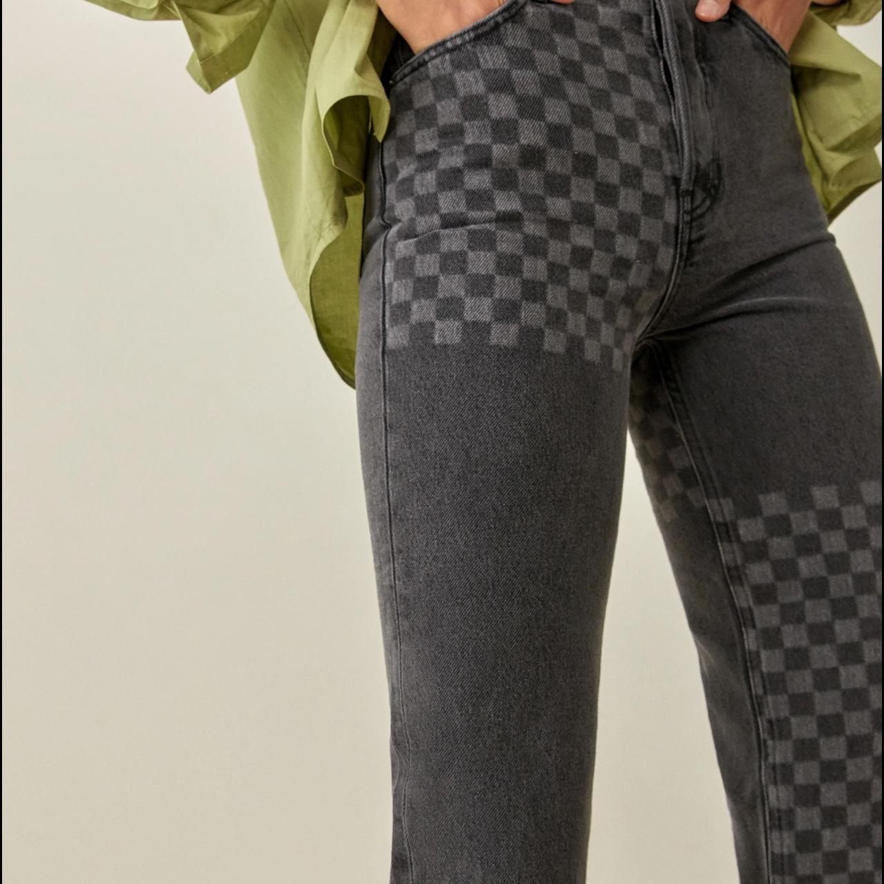 Reformation Cynthia Shadow Checked High Rise... - Depop