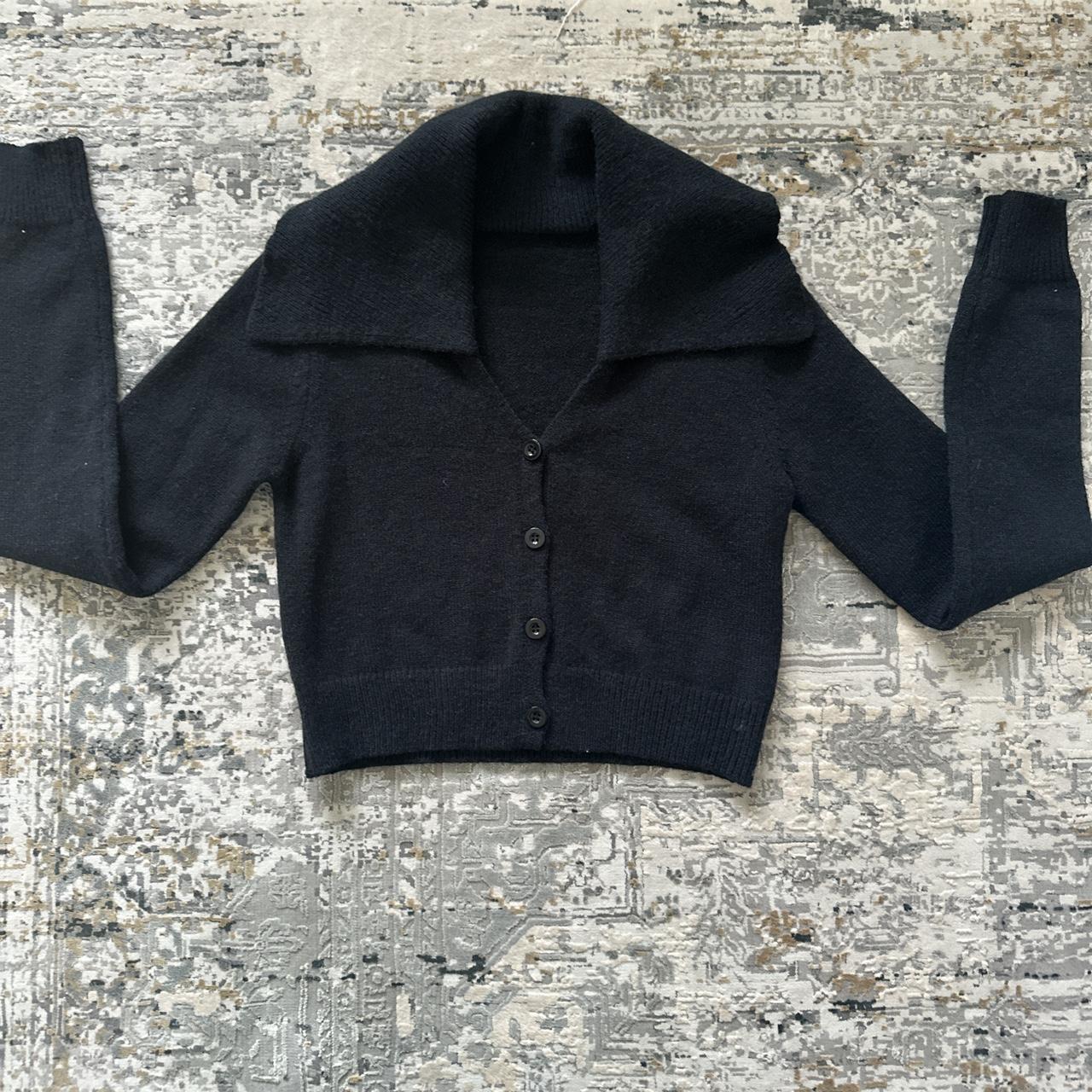 Brand new black button up sweater with oversized... - Depop