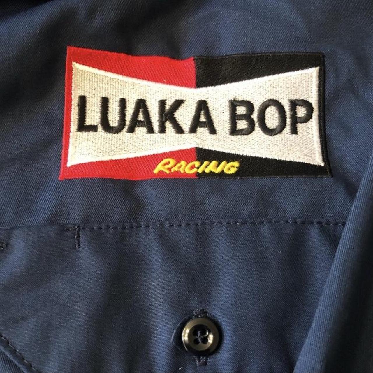 LUAKA BOP RACING NAVY BUTTON DOWN LONG SLEEVED SHIRT... - Depop