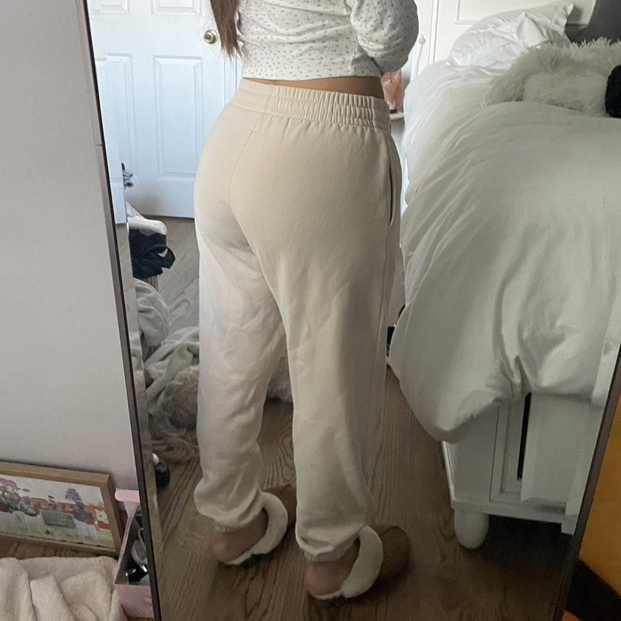Tan cuffed sweats Garage size M - Depop