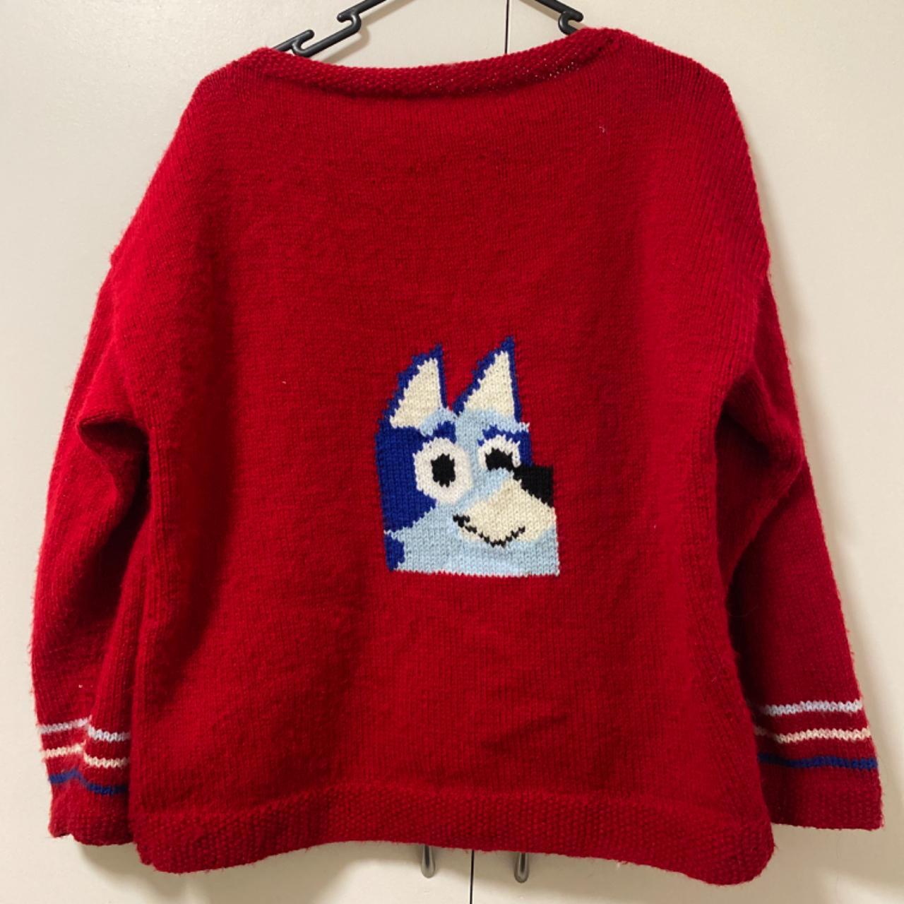 Bluey hand knitted sweater One of kind Size 6-10 - Depop