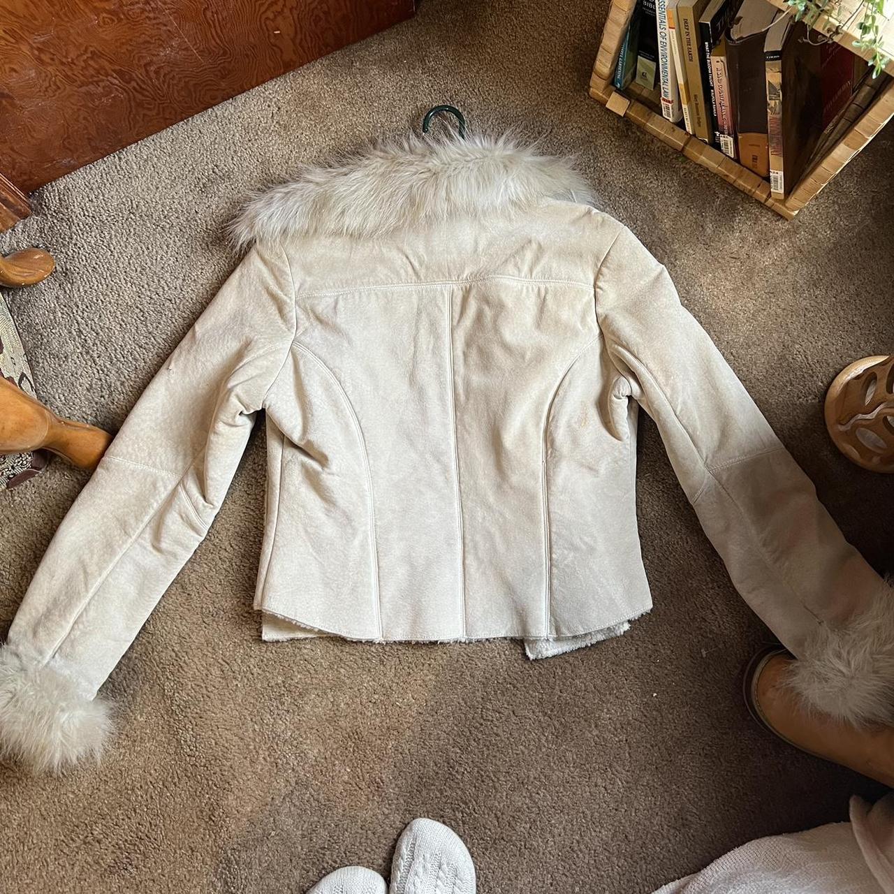 Vintage Genuine Leather Coat Y2K fur marked L but... - Depop