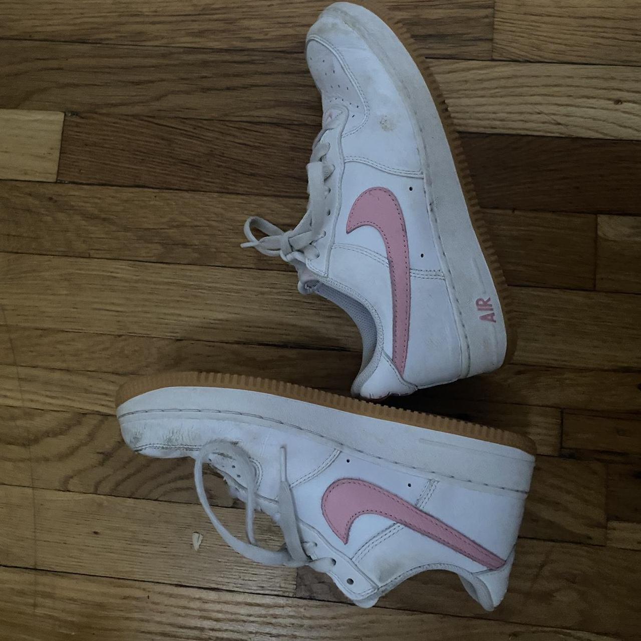 Nike air forces with pink swoosh. Honestly good... - Depop