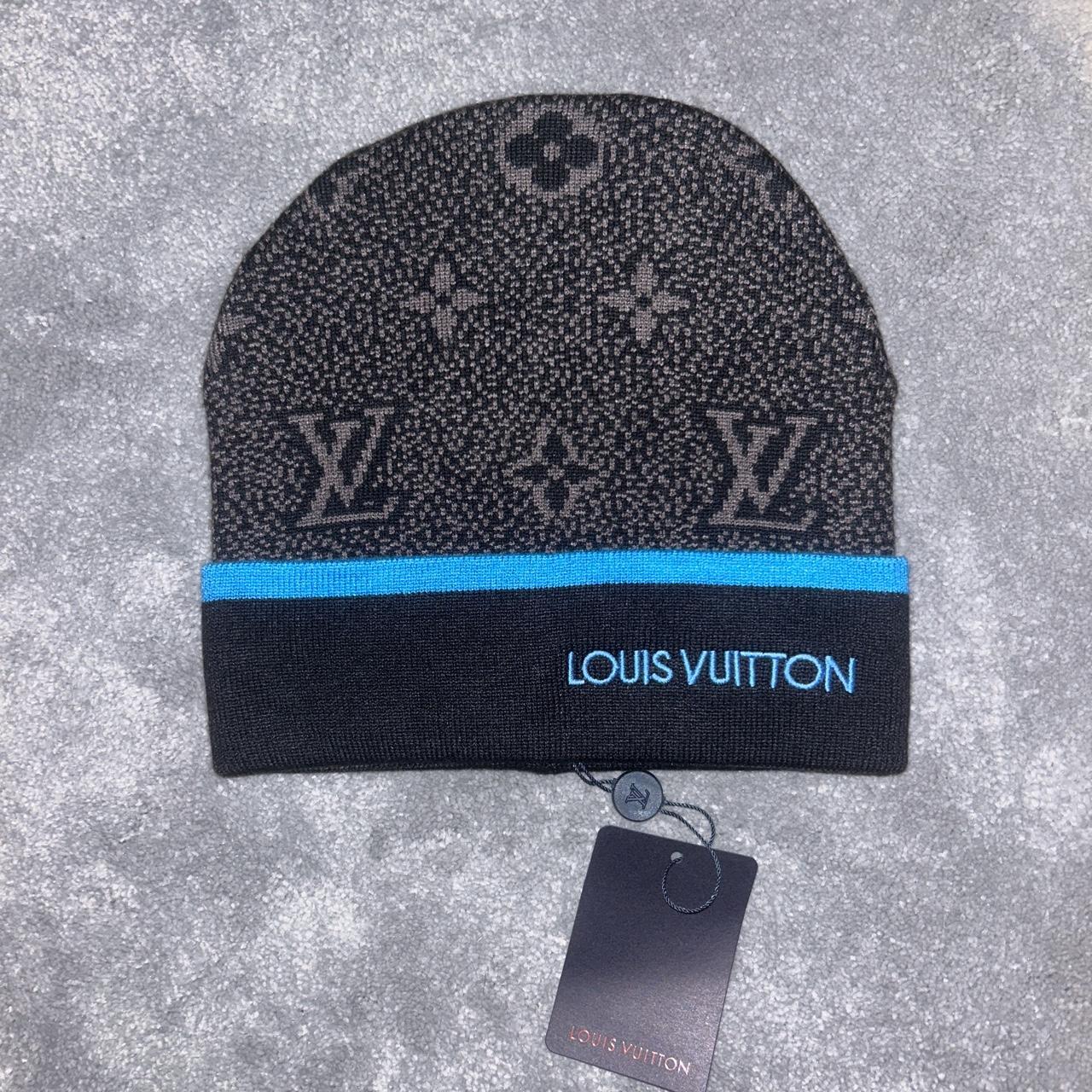 Blue LV monogram beanie - Depop