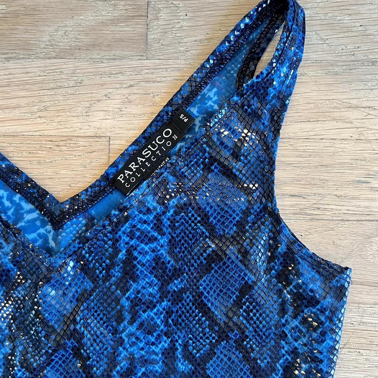 Vintage Parasuco tank top | blue snakeskin | size... - Depop