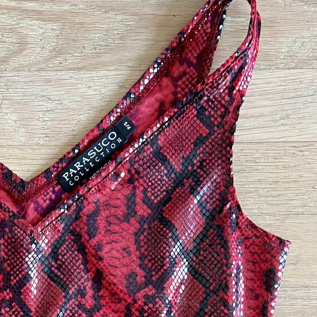 Vintage Parasuco red snake skin tank top - size... - Depop