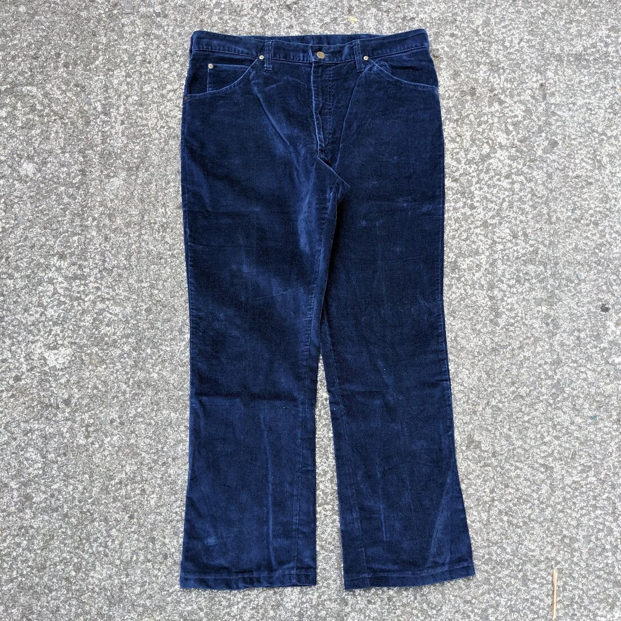 Vintage 80s Lee Velvet Jeans Trousers. Navy blue... - Depop