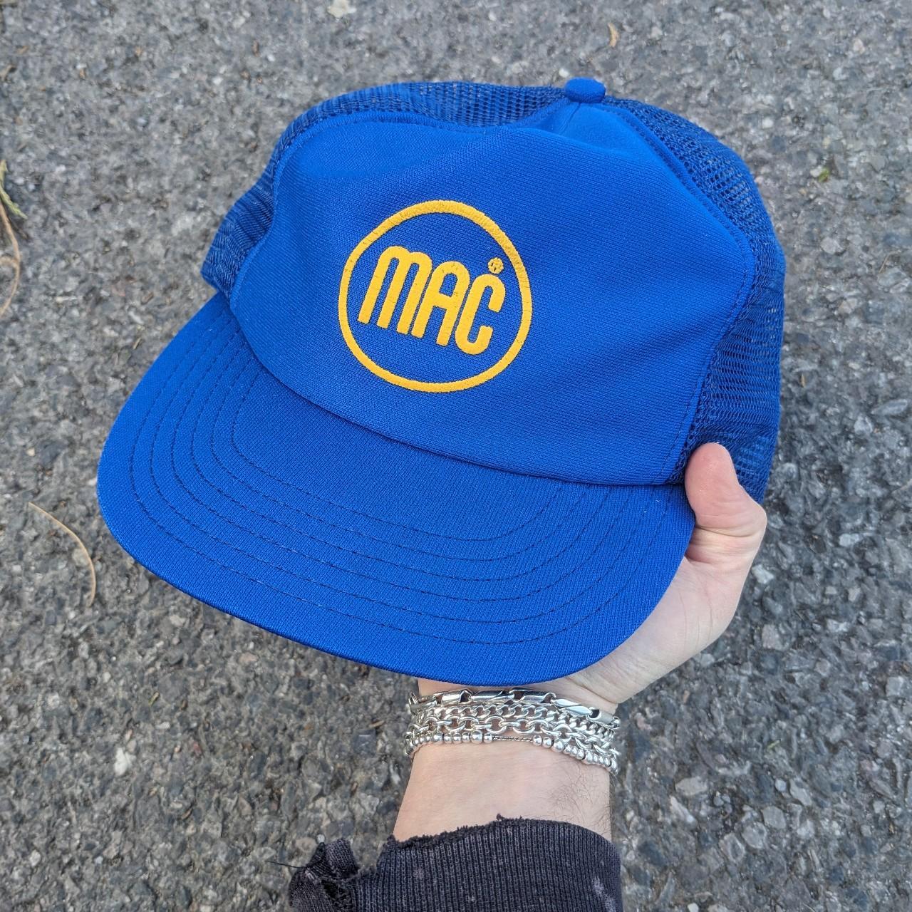 Vintage 80s Mac Blue and yellow vintage snapback... | Depop