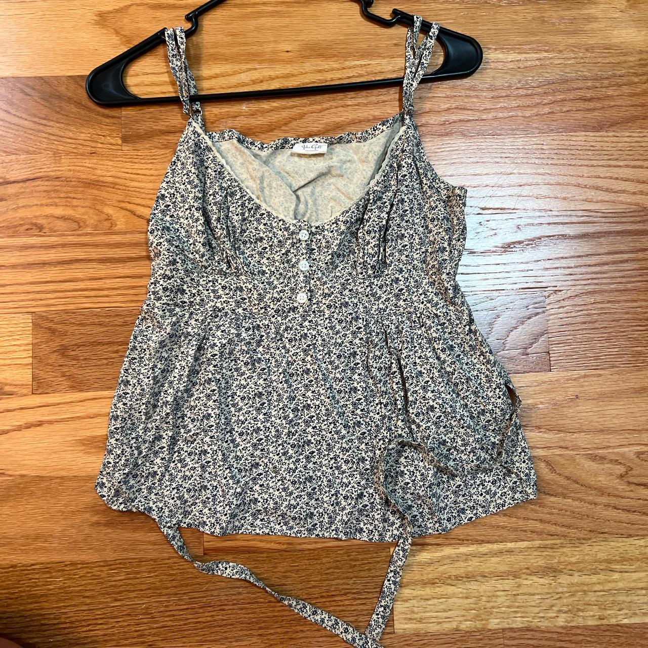 brandy floral babydoll top with tie in the back - Depop