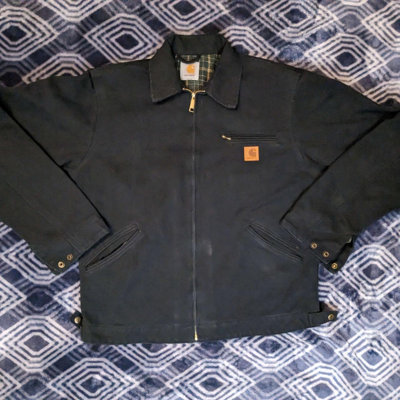 Vintage Carhartt Detroit Jacket J97 Black Blanket... - Depop