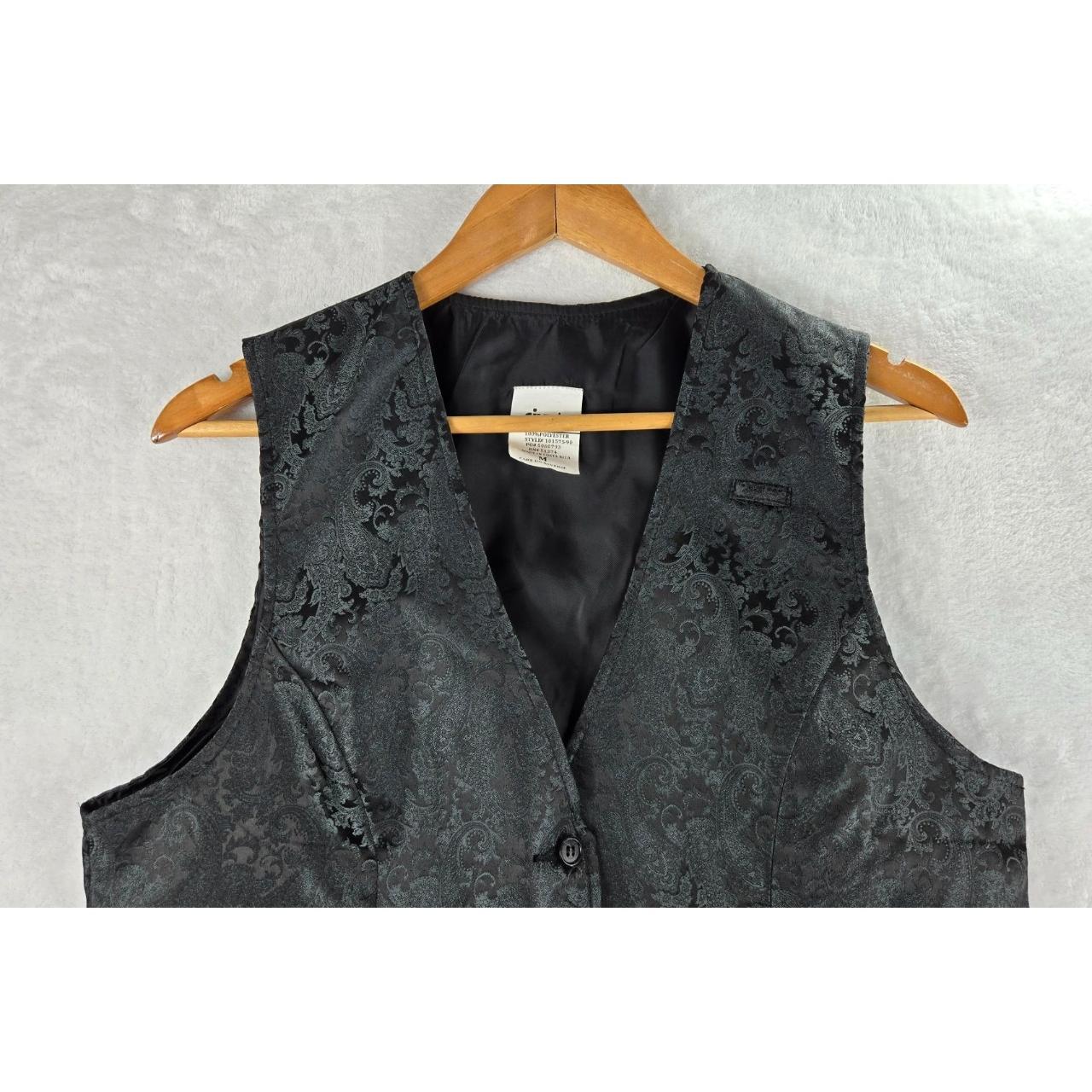 Womens Vest Black Jacquard Paisley Waistcoat Cintas... | Depop