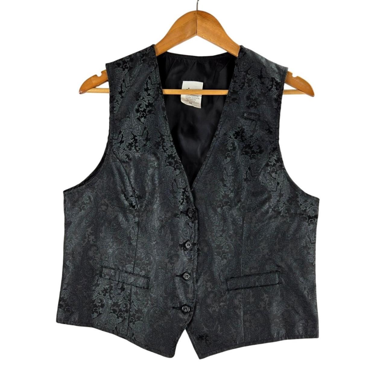 Womens Vest Black Jacquard Paisley Waistcoat Cintas... | Depop