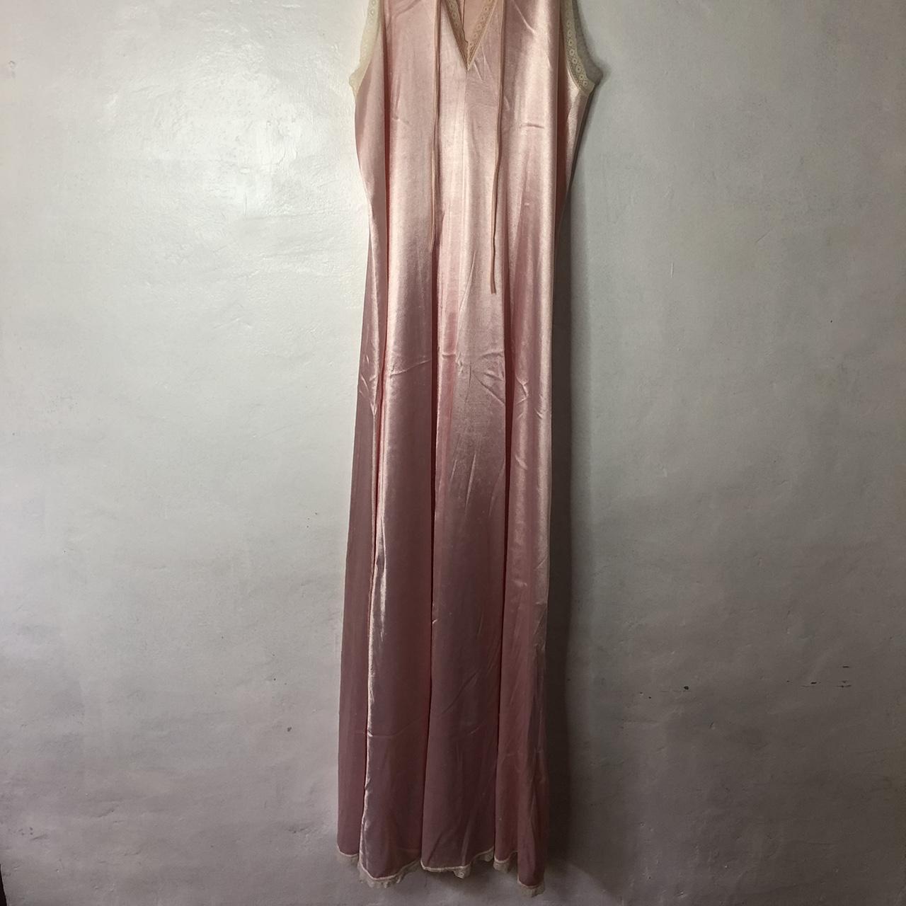 STUNNING baby pink vintage silky slip gown! Maxi... - Depop